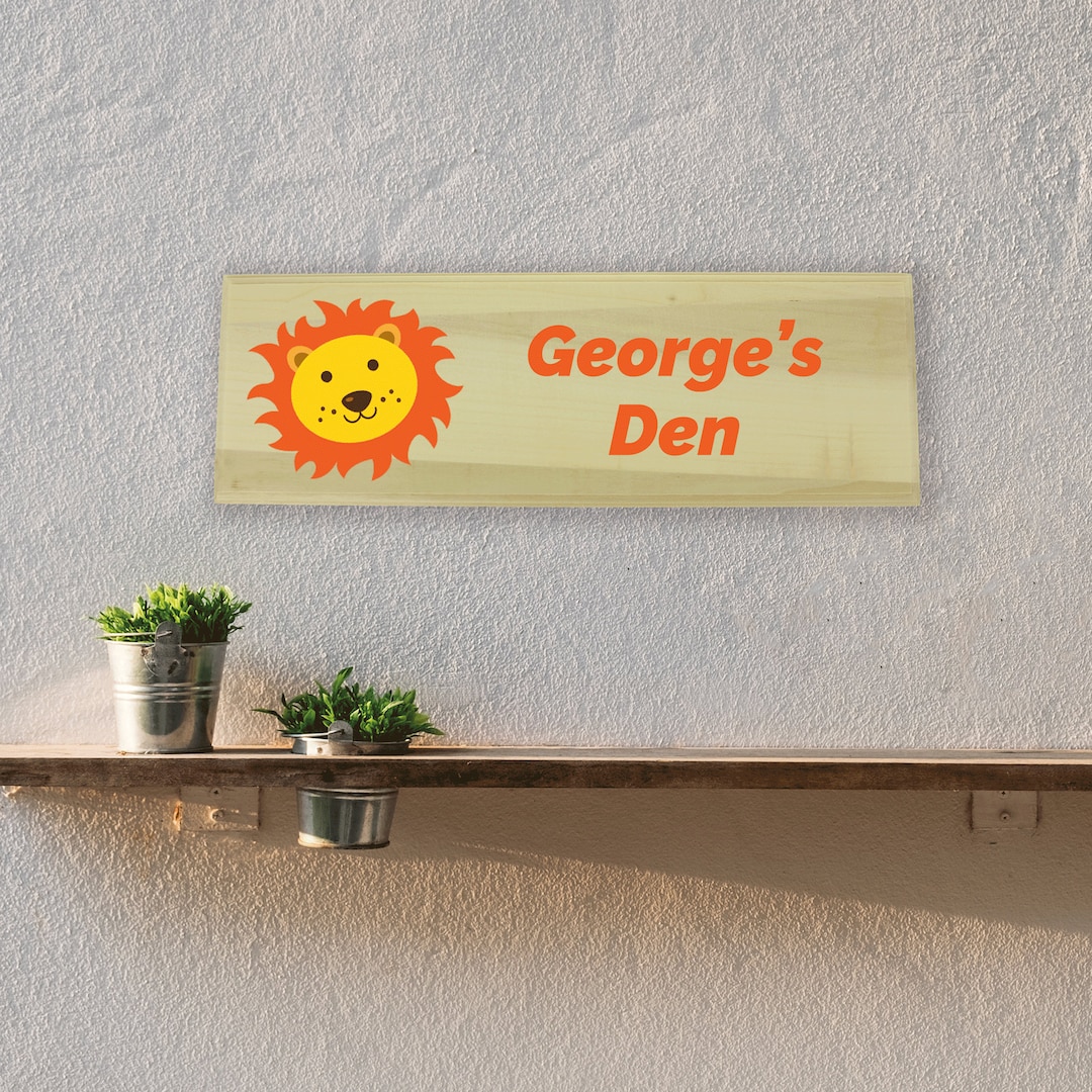 Lion Door Sign, Wooden Bedroom Door Plaque - Etsy
