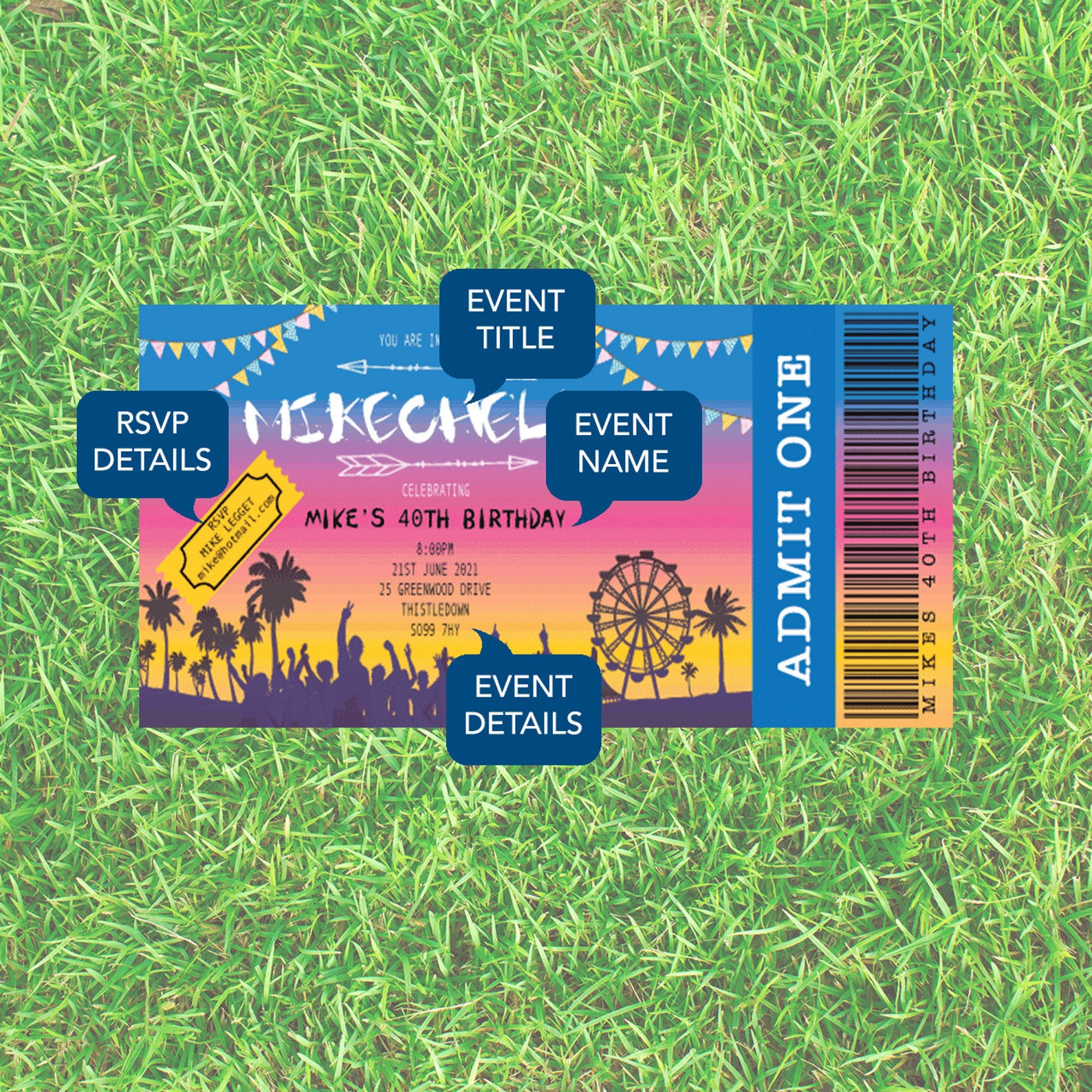 Personalised Festival Invitations | Etsy