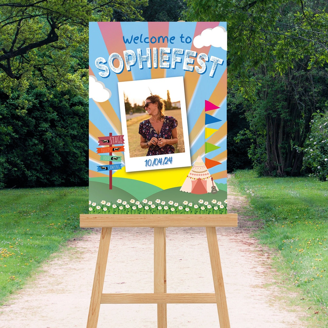 Personalised Festival Camp Photo Welcome Birthday Sign Festival ...