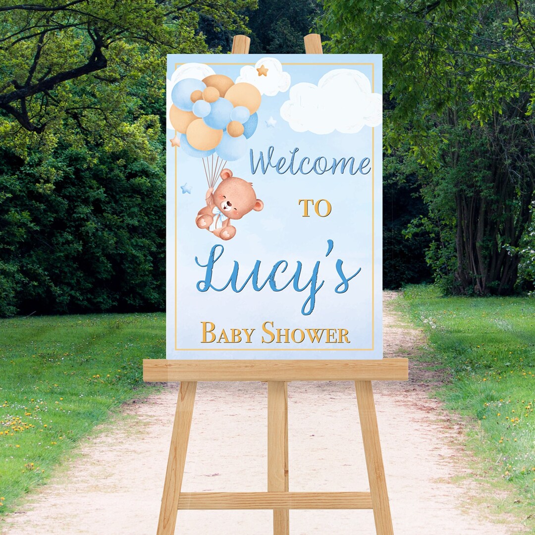 Personalised Blue Baby Shower Sign Baby Shower Sign Baby Shower Welcome ...