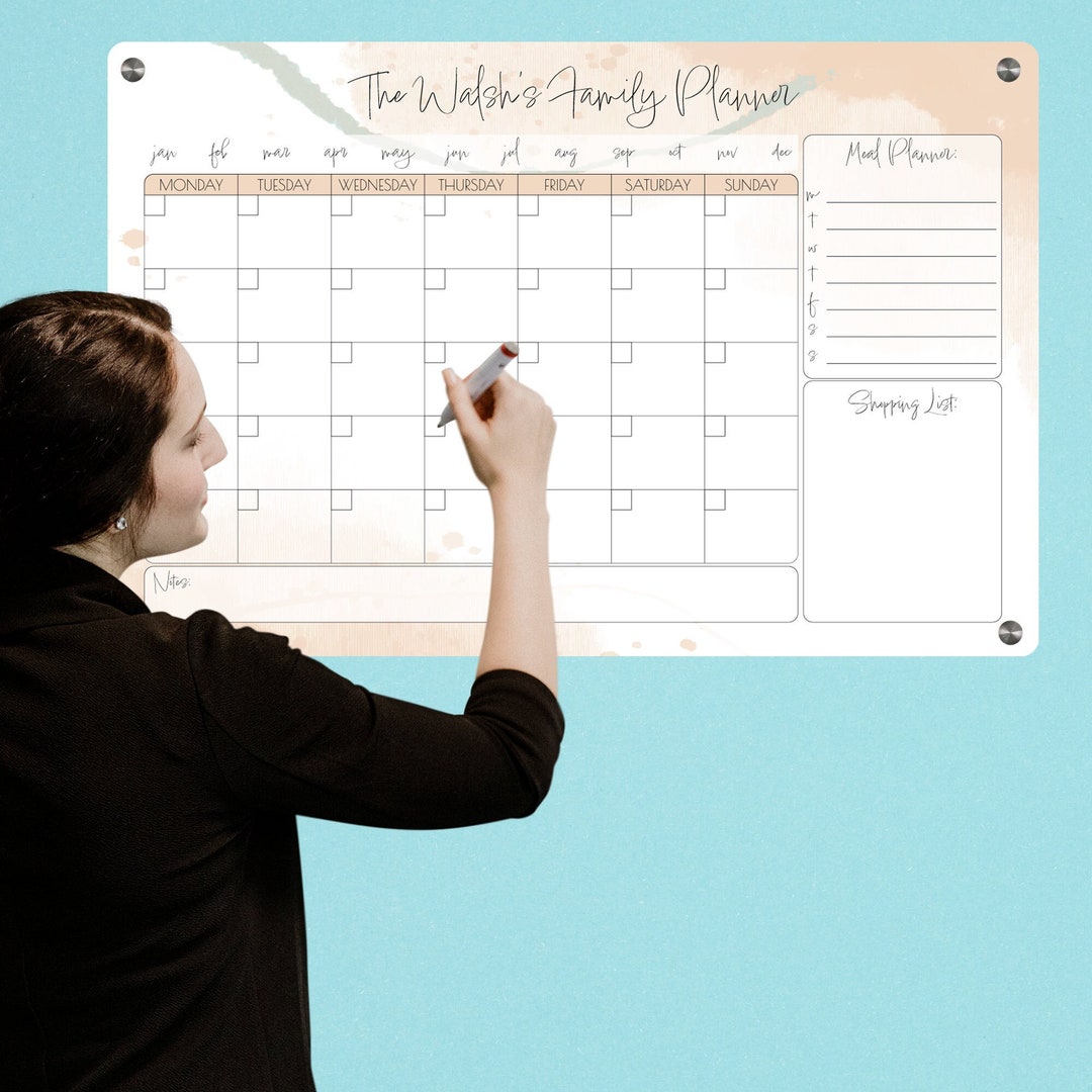 Personalised Wall Planner, Month to View or Week to View With Splash ...