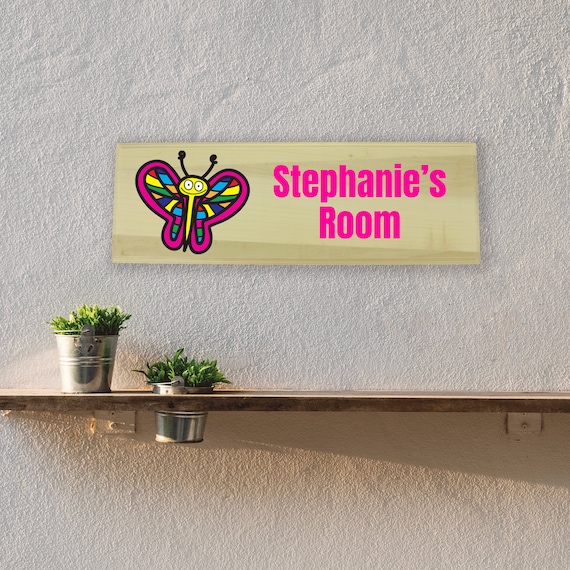 Butterfly Door Sign Wooden Bedroom Door Plaque | Etsy