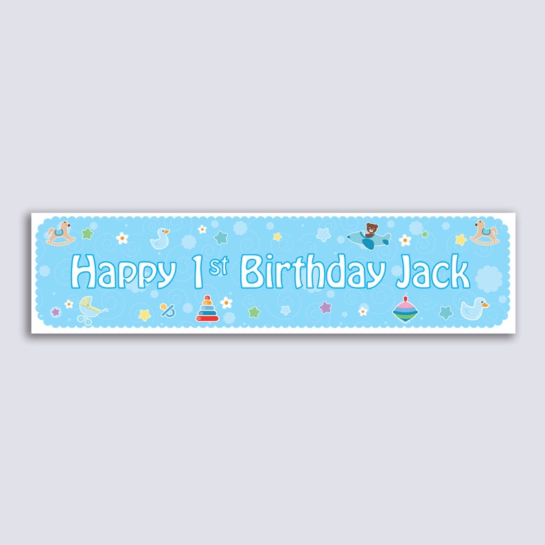 Personalised Banner 1st Birthday Boy Paper or Vinyl - Etsy
