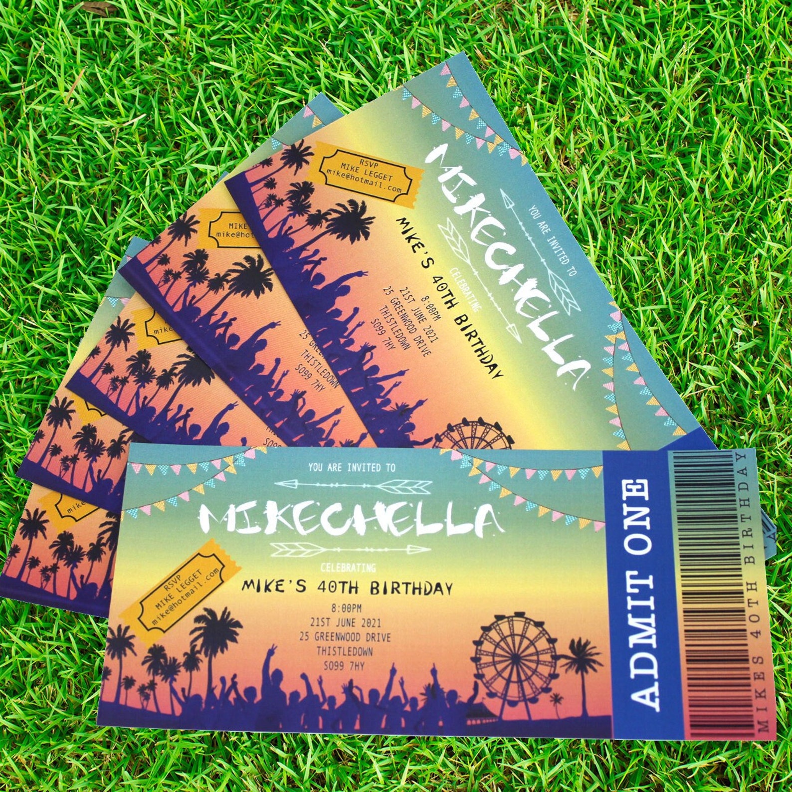 Personalised Festival Invitations Pastel - Etsy