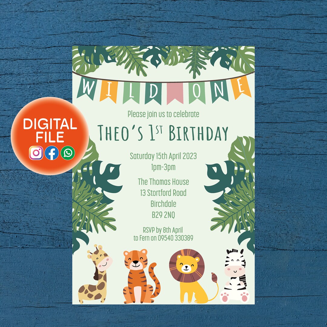 Personalised Jungle Invitation Digital File - Etsy