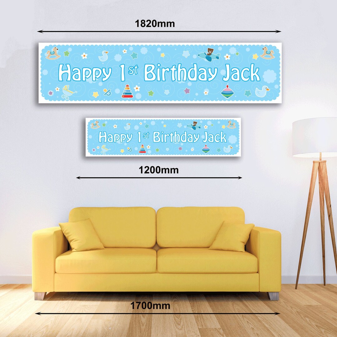 Personalised Banner 1st Birthday Boy Paper or Vinyl - Etsy