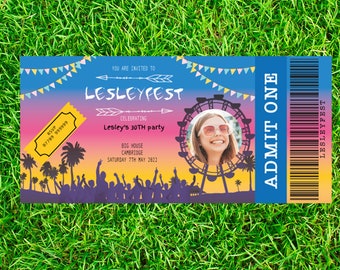 Music Festival Themed VIP Pass Party Invitation. Ultra Themed Festival ...