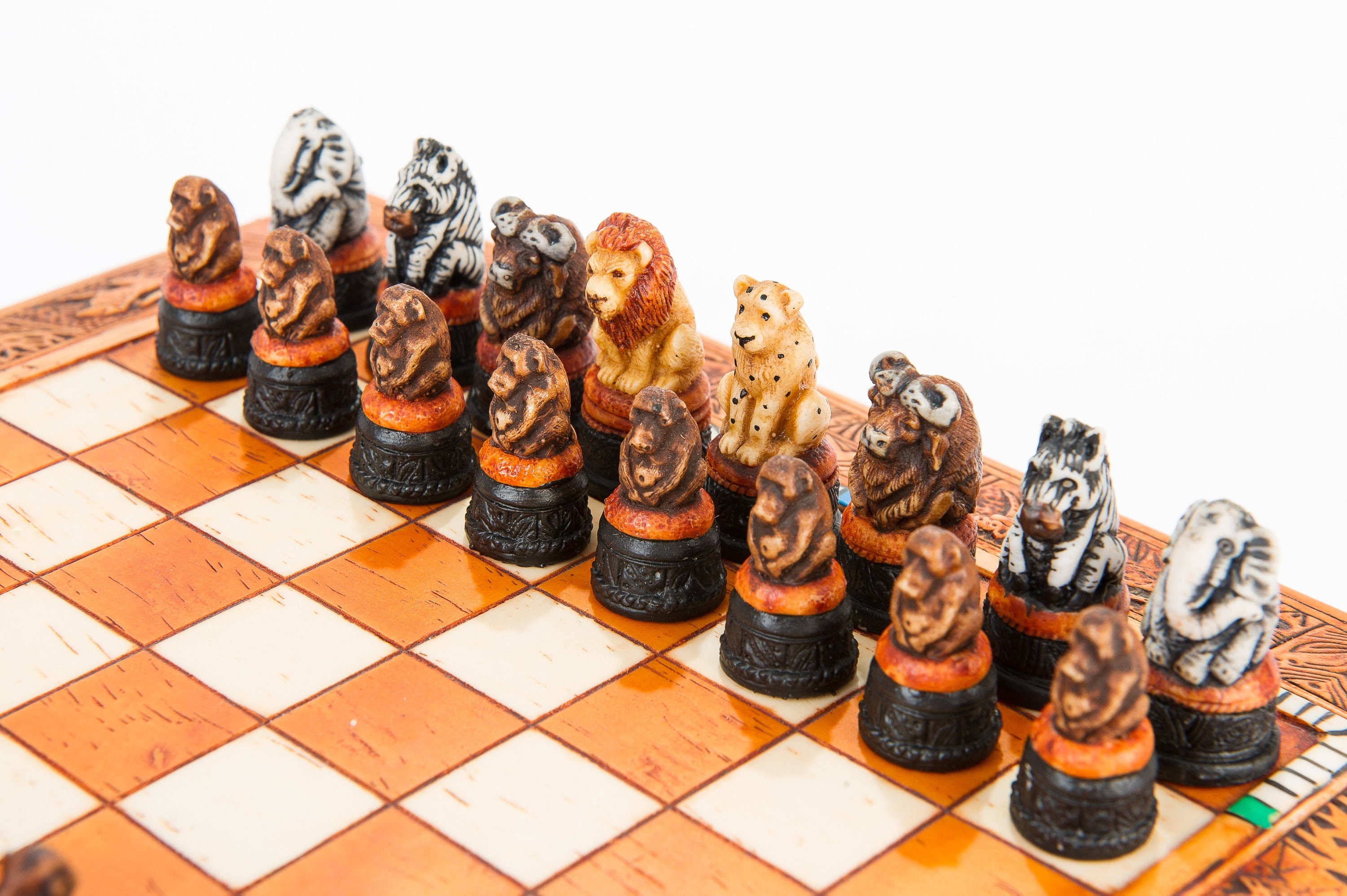 Kumbula I Africa Large African Animal Chess Set Big Busts: Includes ...