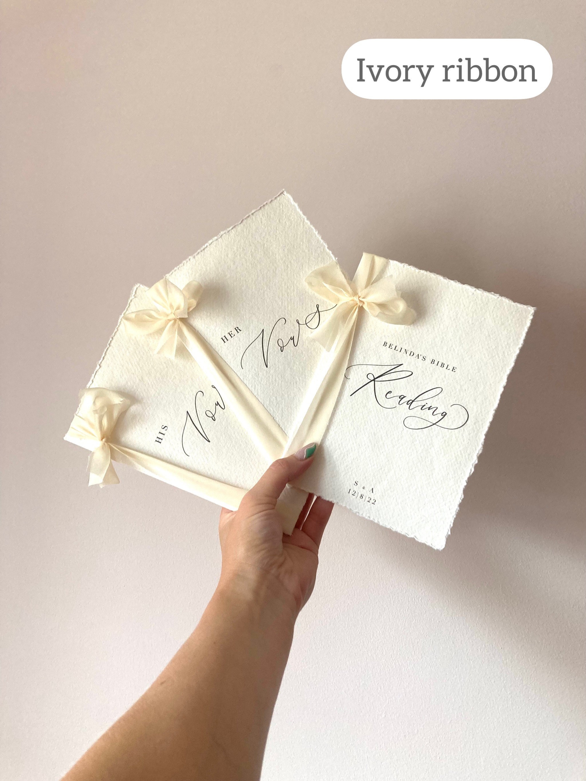 Cotton Paper Wedding Reading Books With Silk Ribbon - Etsy UK