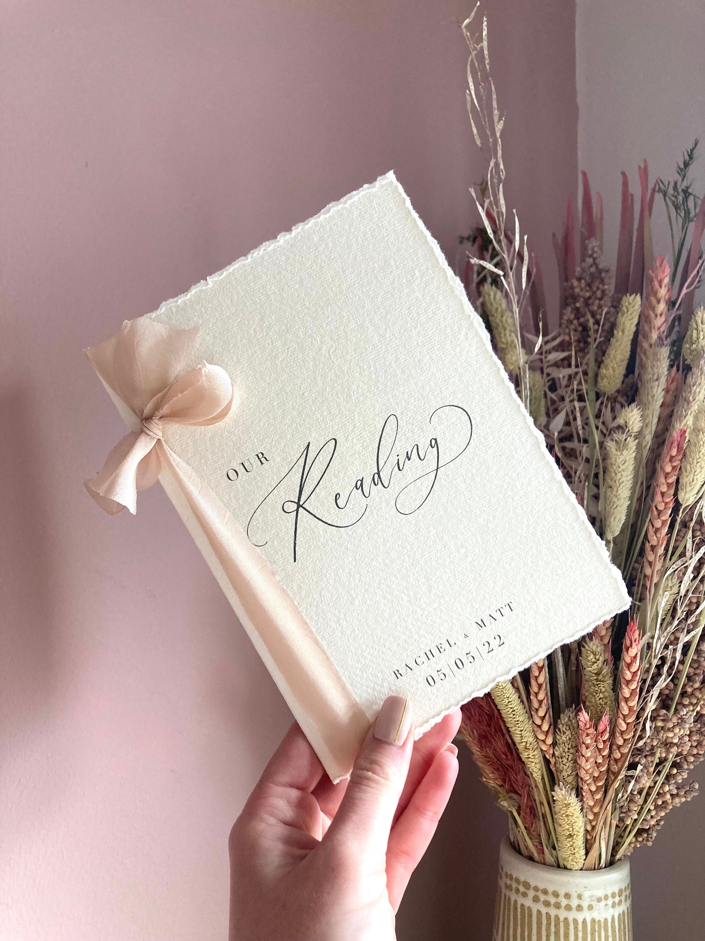 Cotton Paper Wedding Reading Books With Silk Ribbon - Etsy UK