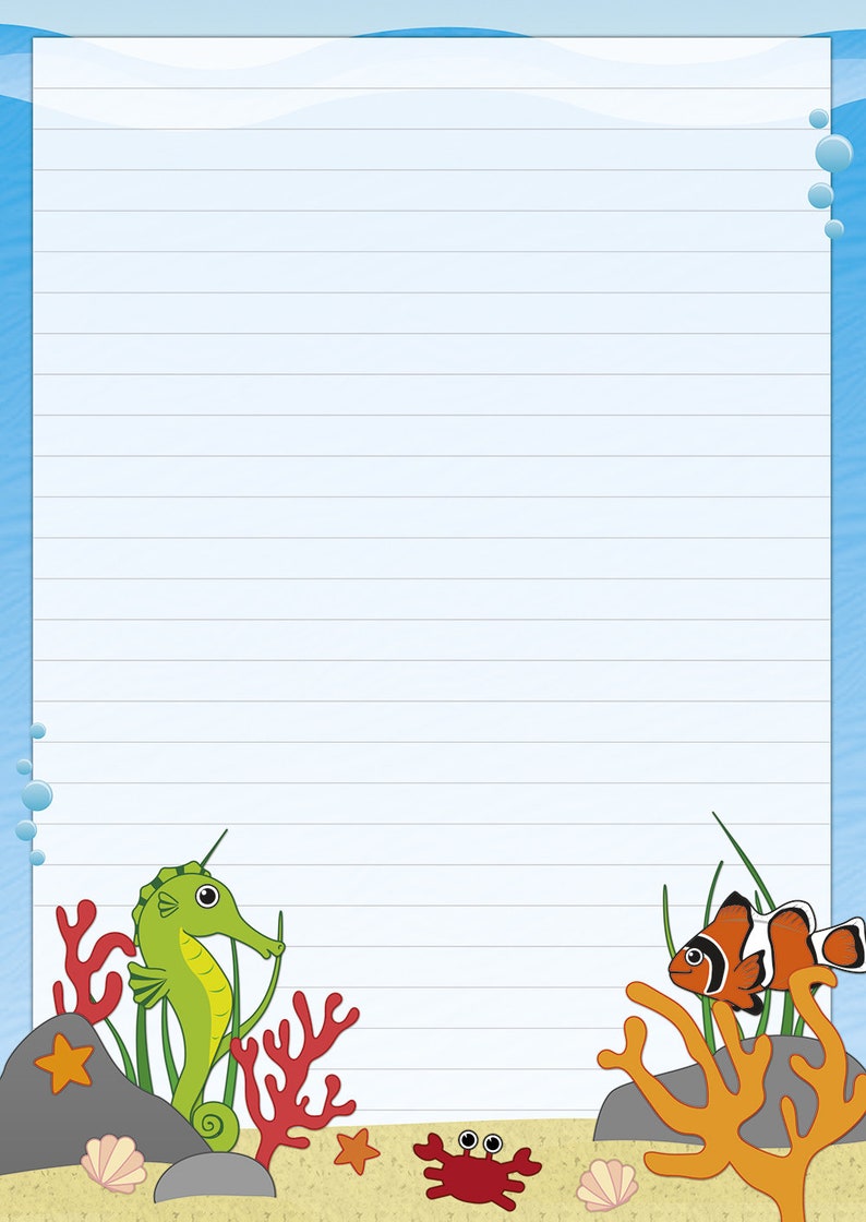 Writing Pad A4 Underwater World 25 Sheets Lined With Lines - Etsy Sweden