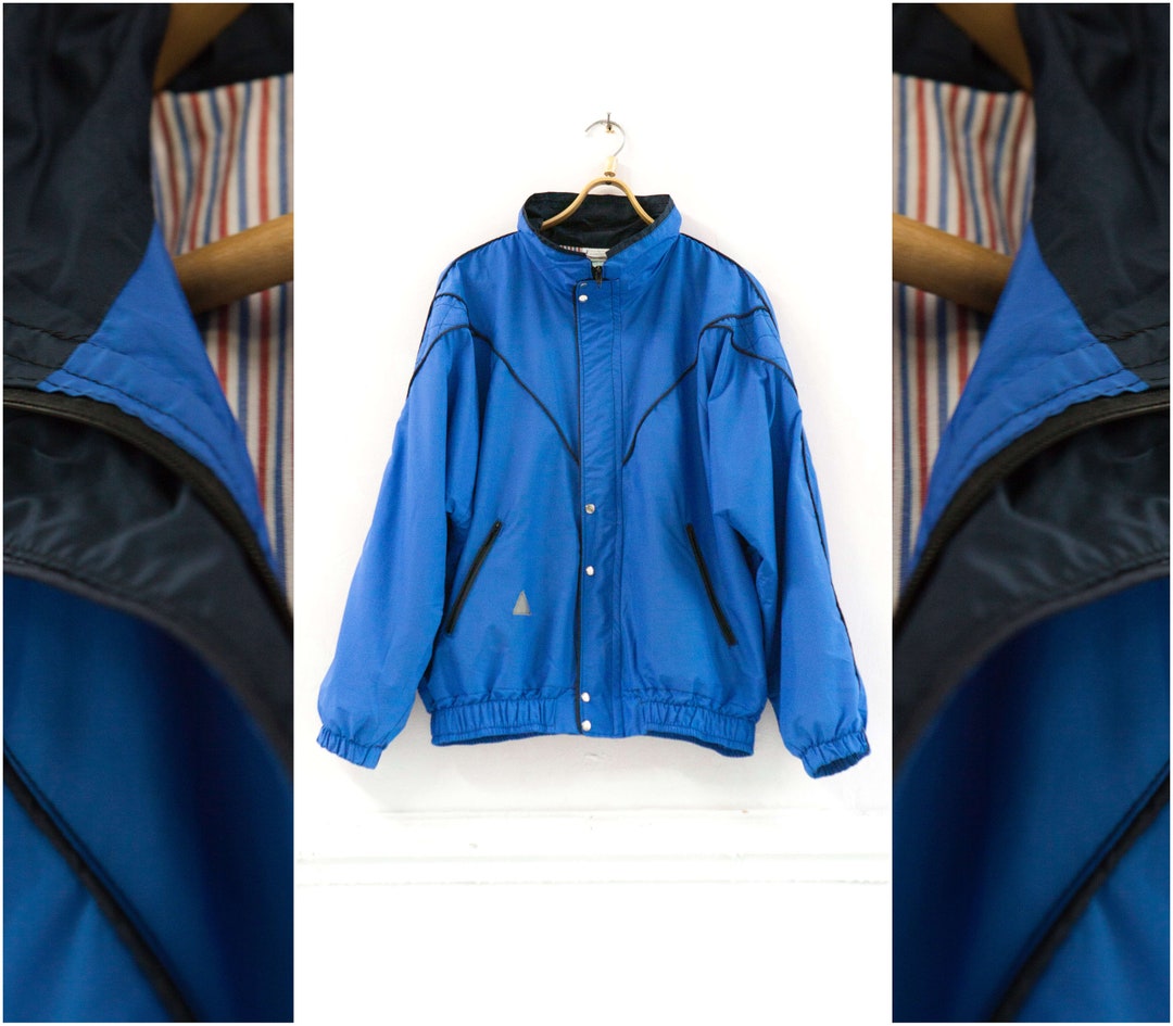 90s Blue Jacket Men Size M Made in FINLAND Vintage Baggy Windbreaker ...