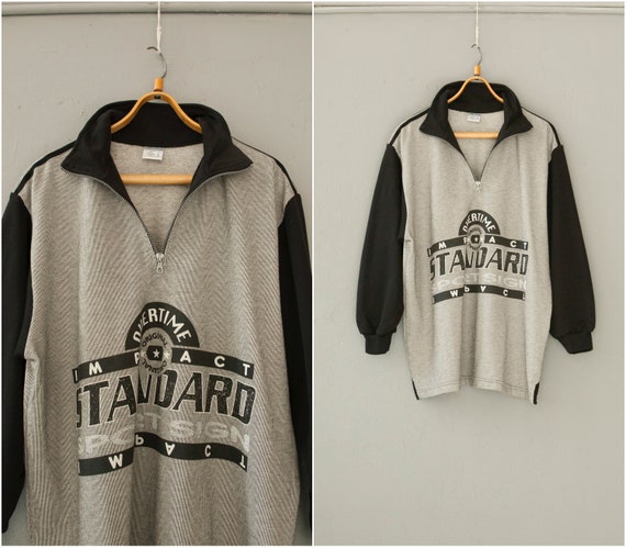 90s Oversize Sweatshirt size M made in ITALY Black & White | Etsy