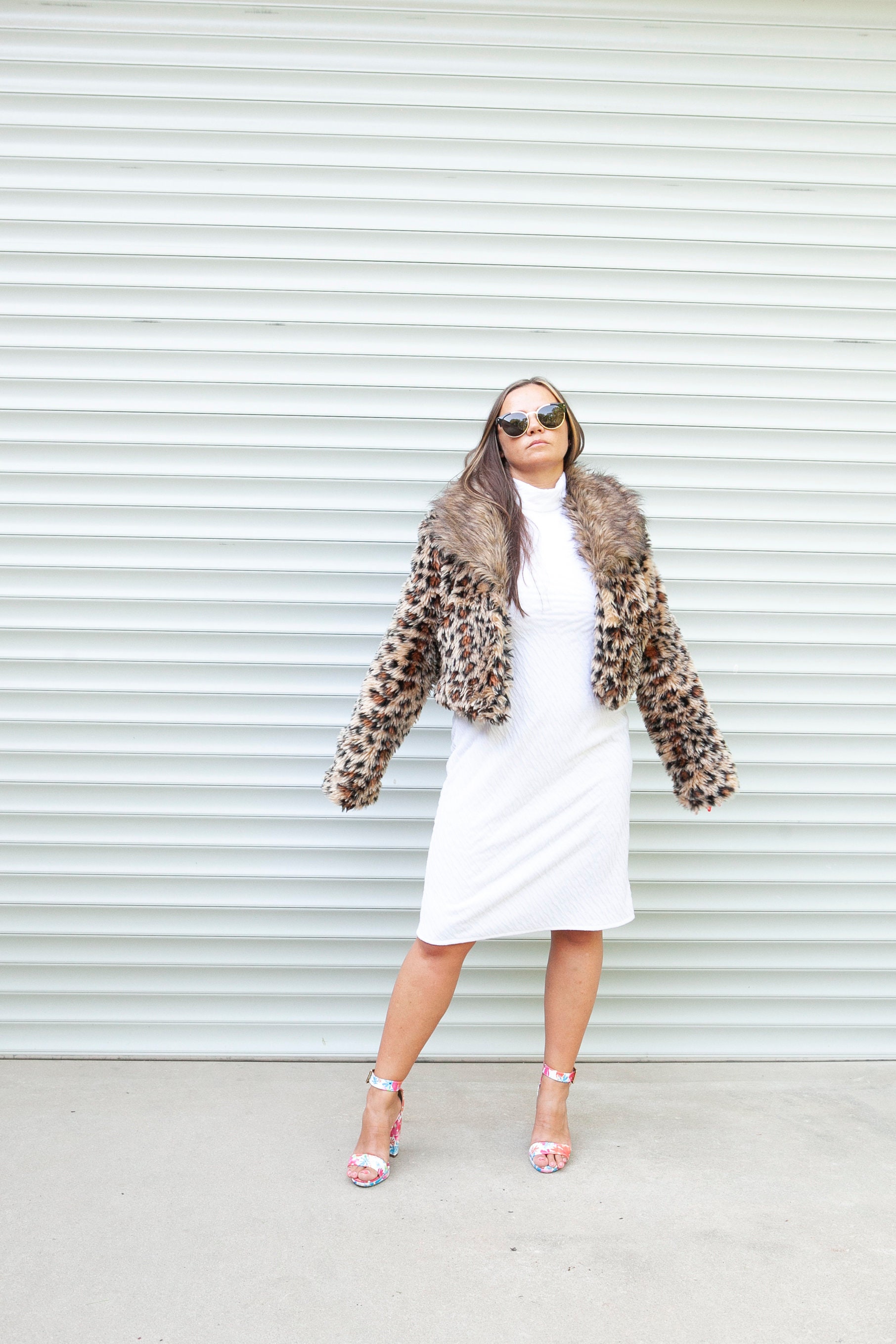 Vintage Faux Fur Jacket Size L With Big Fluffy Collar and Side - Etsy