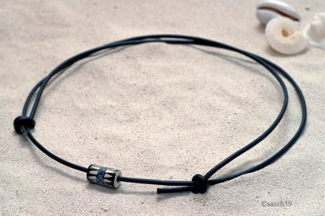 SURFER CHAIN LEATHER CHAIN Genuine Leather Ethno Bead 7 - Etsy