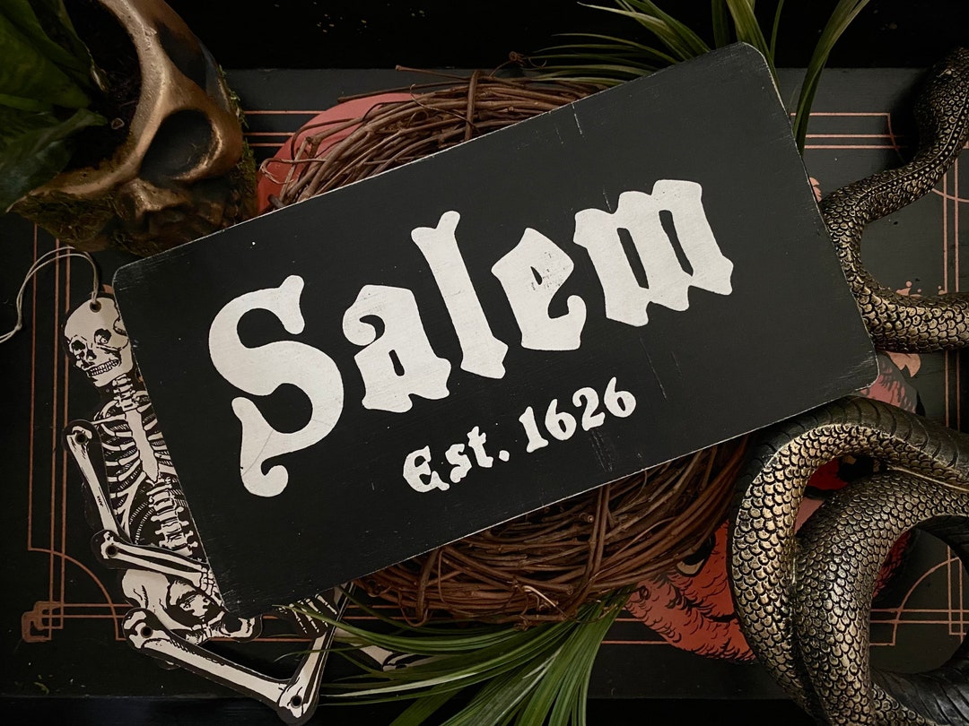 Salem Solid Wood Plaque, Rustic Halloween Sign - Etsy