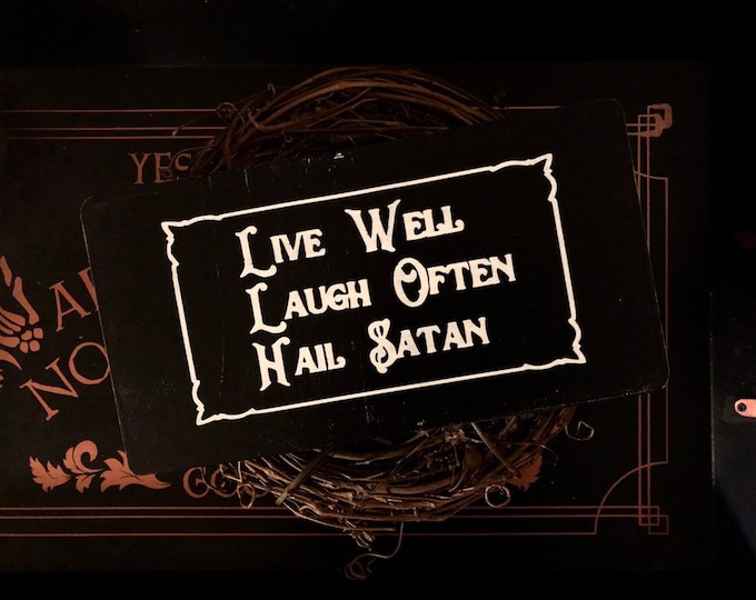 Hail Satan, Wood Sign, Goth, Home Decor, Witchcraft, Occult, Satanism ...