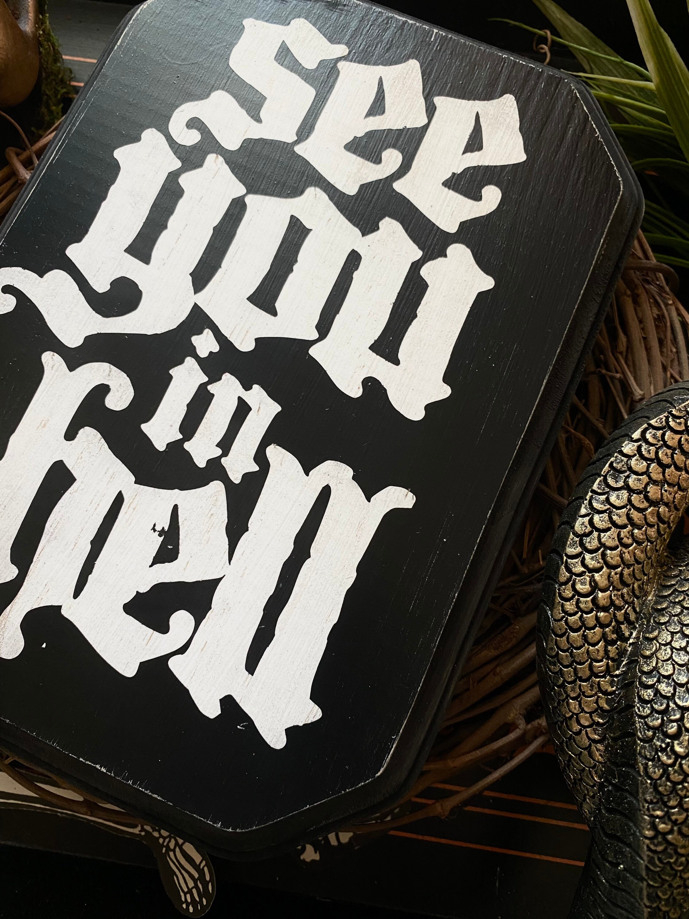 See You in Hell Wall Decor, Goth Home, Gothic Wood Sign, Halloween Wall ...