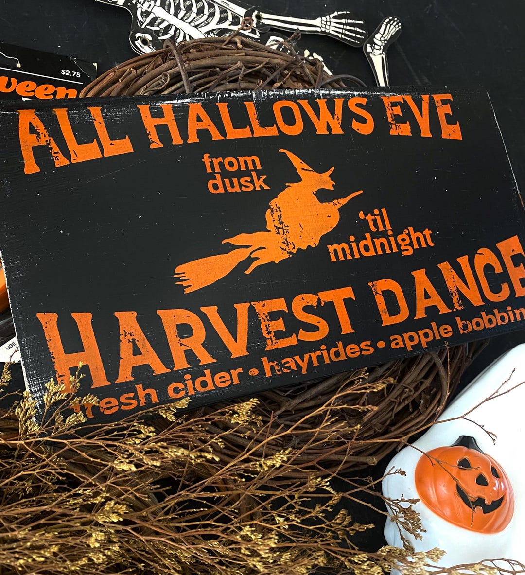 All Hallows Solid Wood Plaque, Rustic Halloween Sign - Etsy