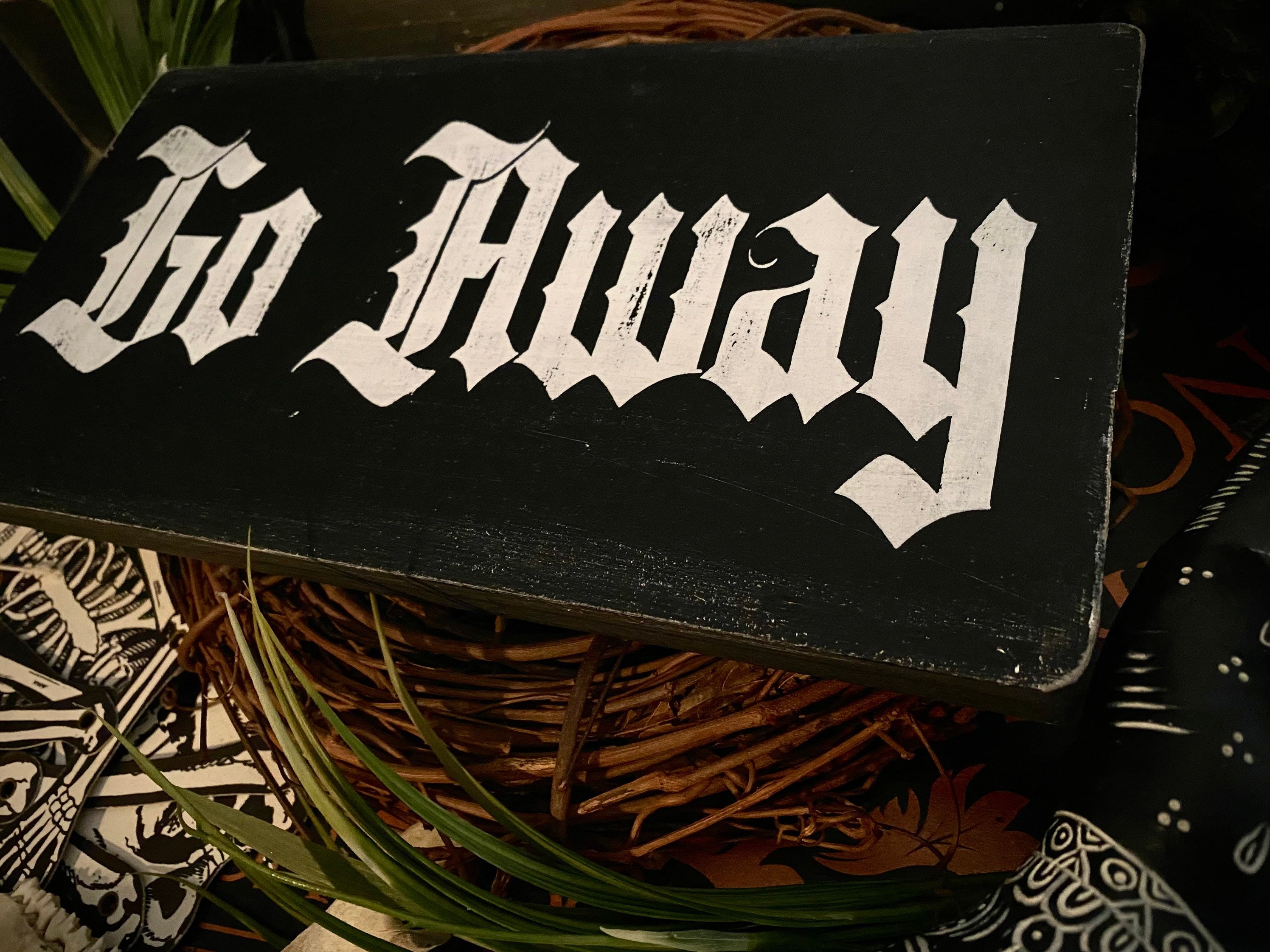 Go Away Sign Unwelcome Plaque Weird Art Witch Decor | Etsy