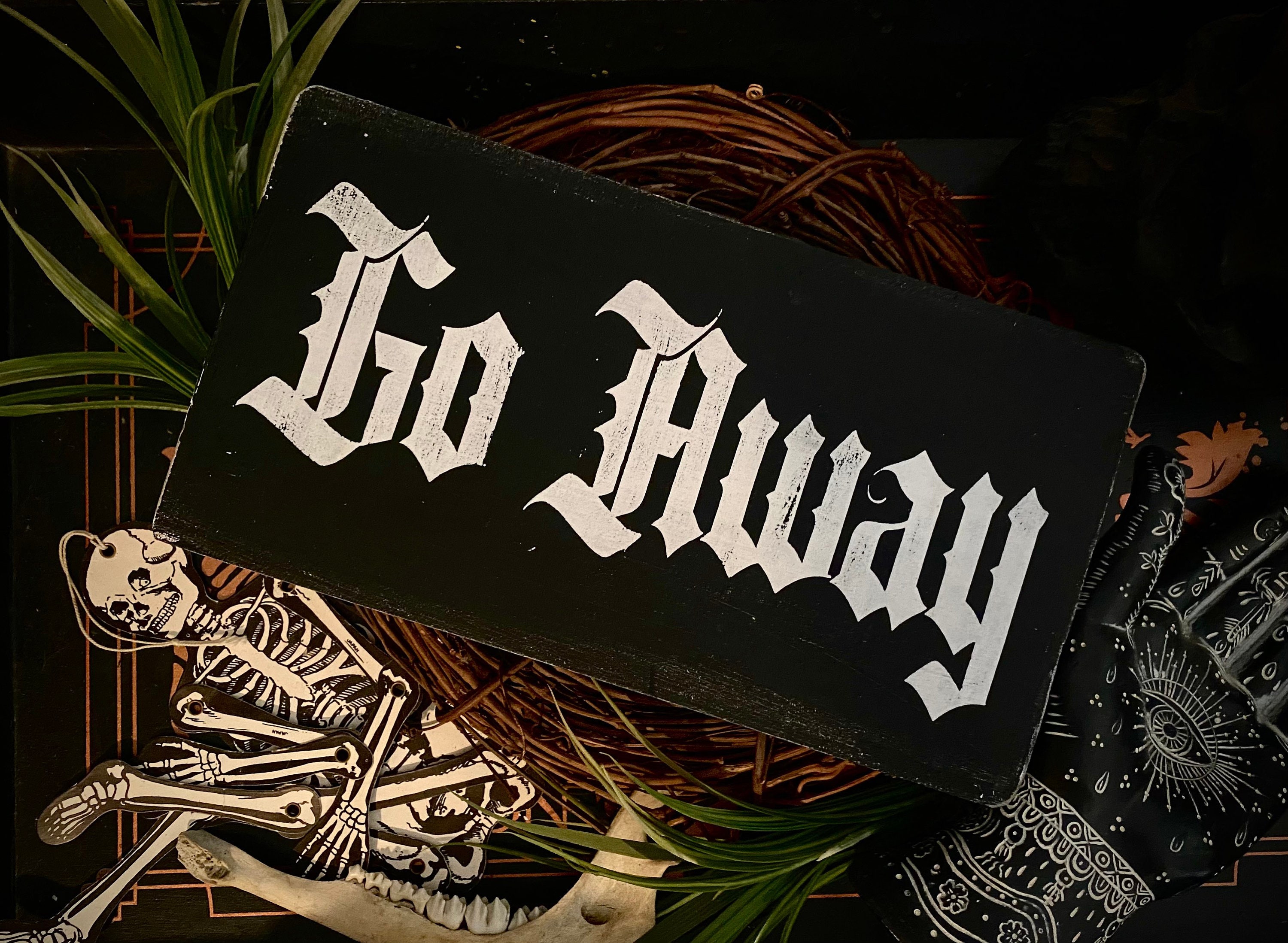 Go Away Sign Unwelcome Plaque Weird Art Witch Decor | Etsy