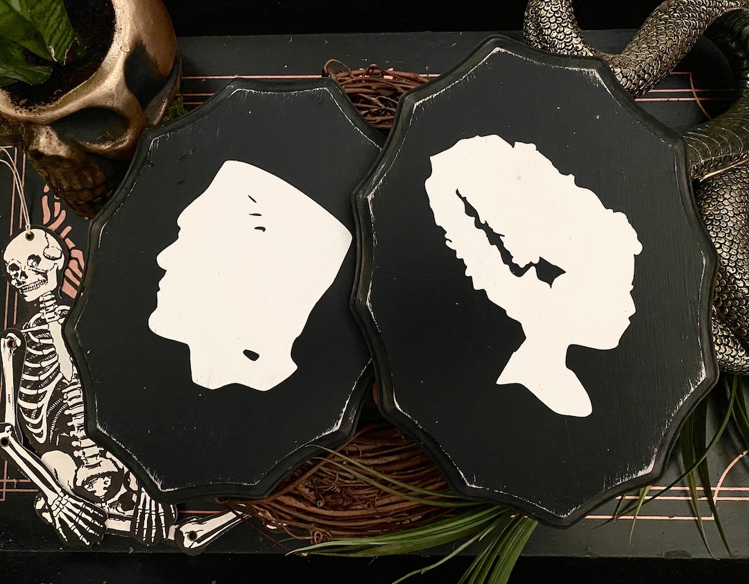 Bride and Frankenstein Decor, Goth Decor, Horror Wall Decor, Halloween ...