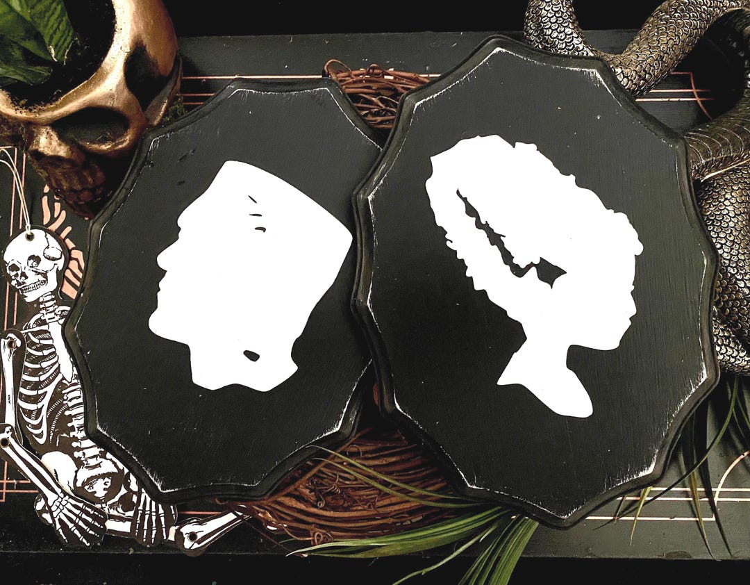 Frankenstein and Bride Wood Plaques - Romantic Goth Decor - Etsy