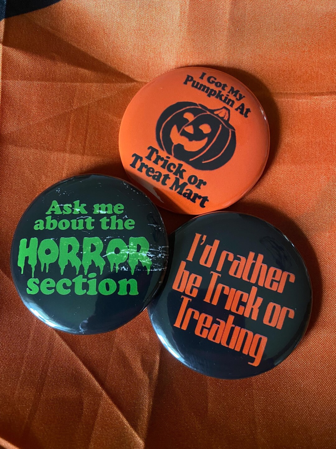 Retro-style Horror Halloween Buttons TRIO - Etsy
