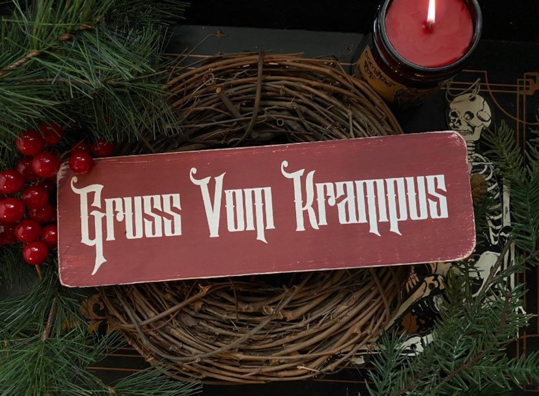 Krampus Sign, Christmas Decor, Holiday Decor, Rustic, Farmhouse, Goth ...