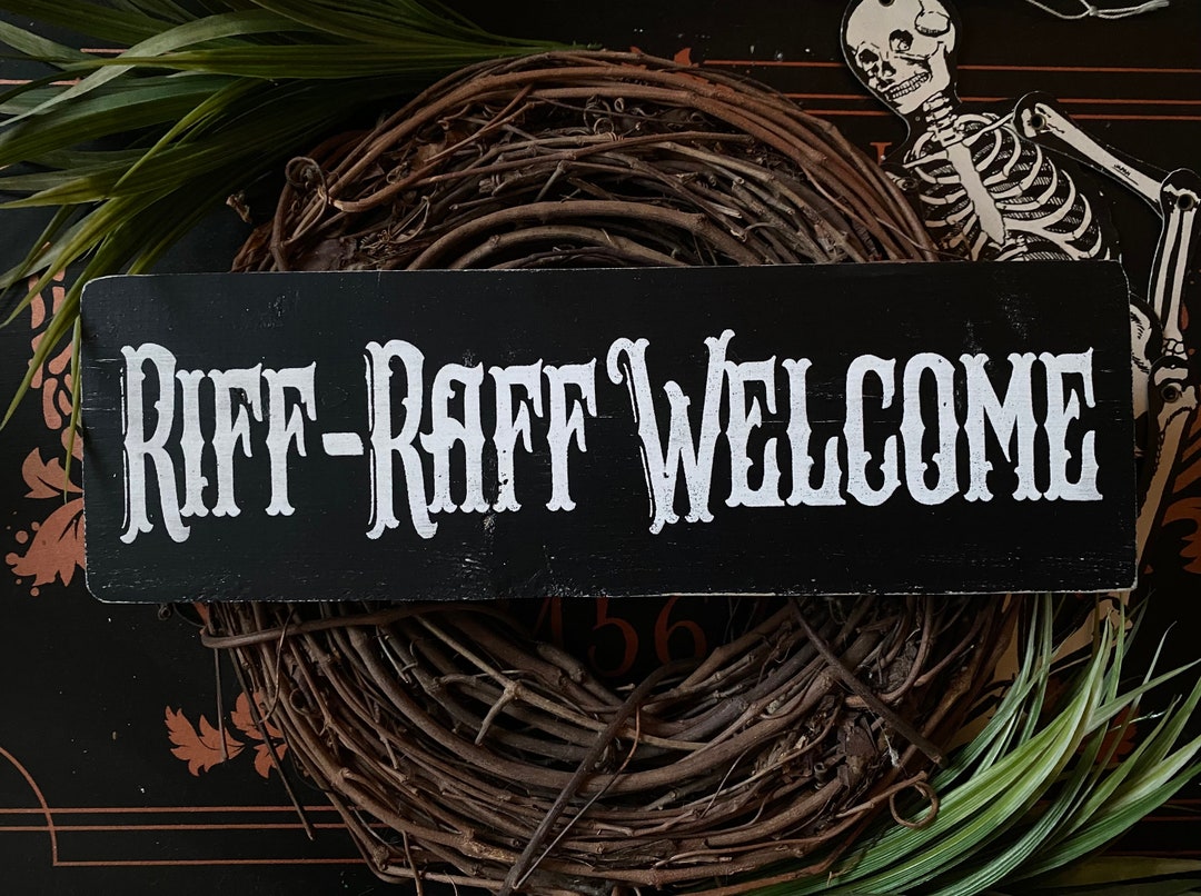 Riff Raff Welcome Wood Sign, Rustic Goth Home Decor, Moody Maximalist ...