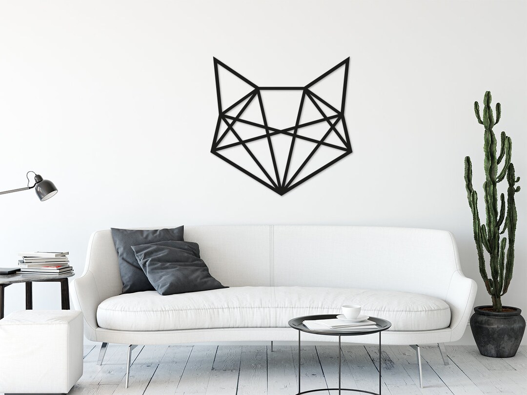Wood Wall Art Geometric Fox Wall Decoration Wood Minimalist Wall Art ...