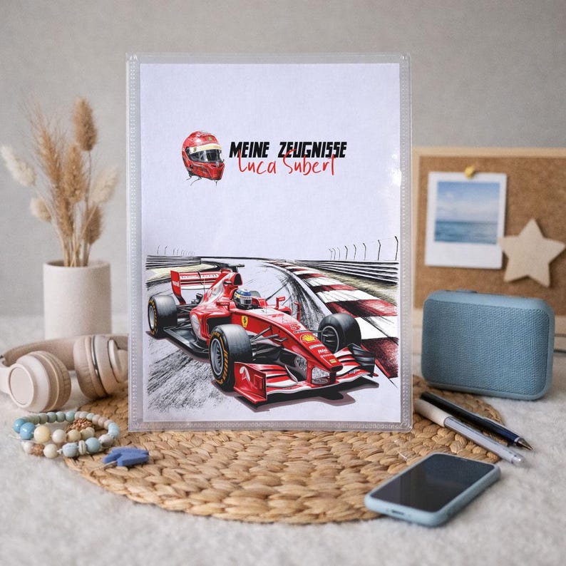 Personalized Certificate Folder, Race Car Design, Red, Similar to ...