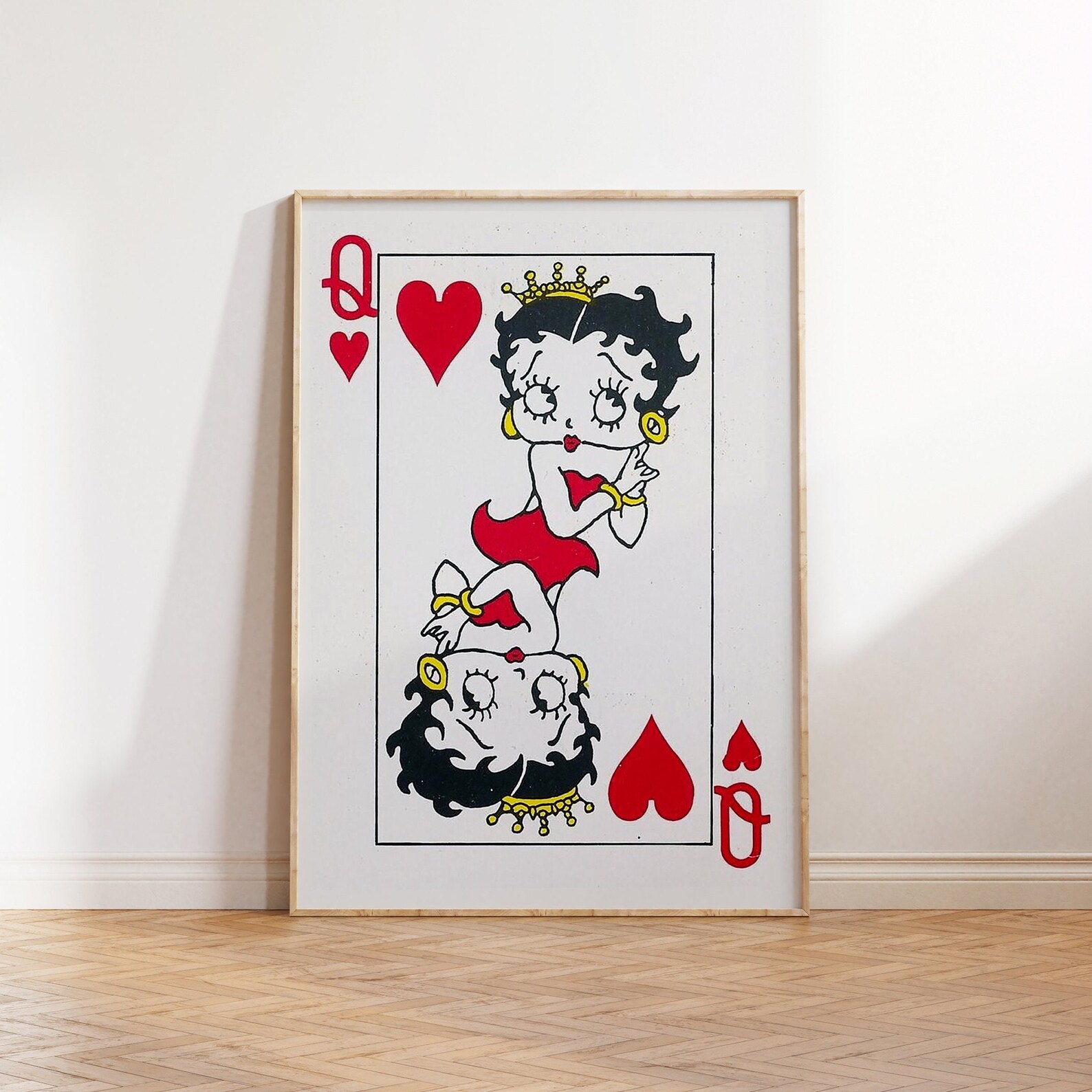 VINTAGE Betty Boop Queen of Hearts, Art Print Poster, Antique Bar Decor ...