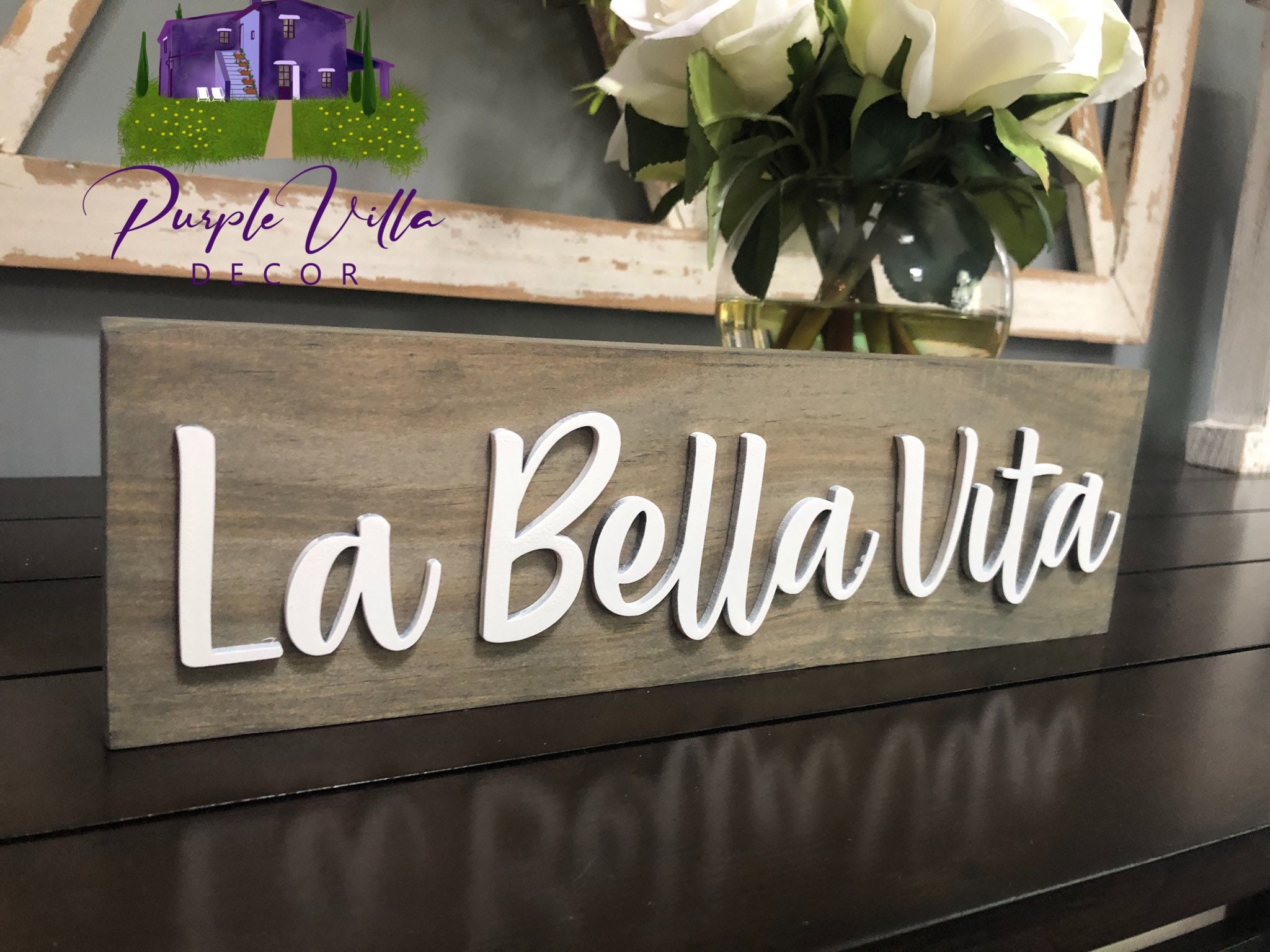 La Bella Vita Sign Italian Wood Block Sign Custom Italian - Etsy