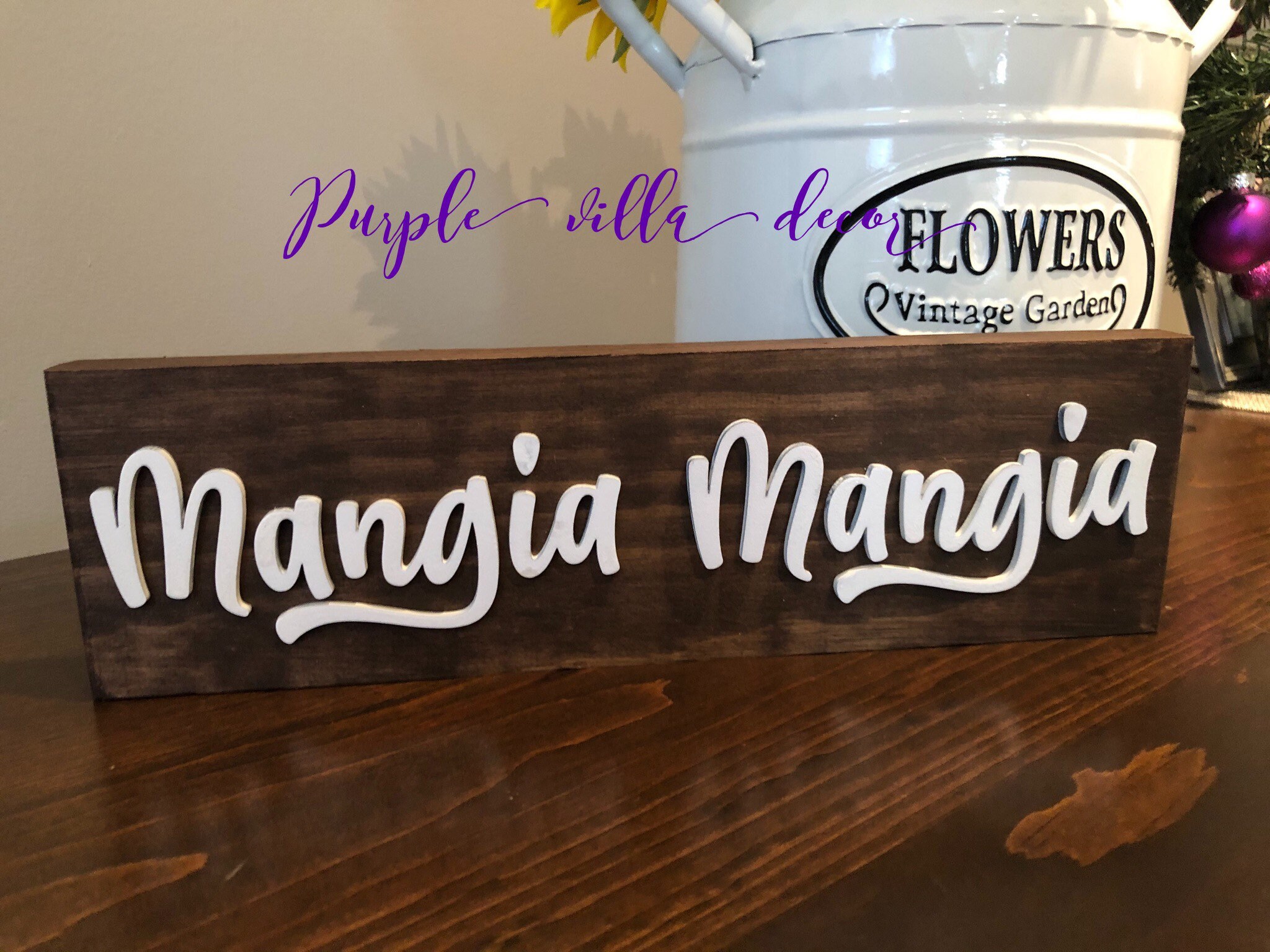 Mangia Mangia Italian Wood Block Sign for Shelf or Wall Decor - Etsy