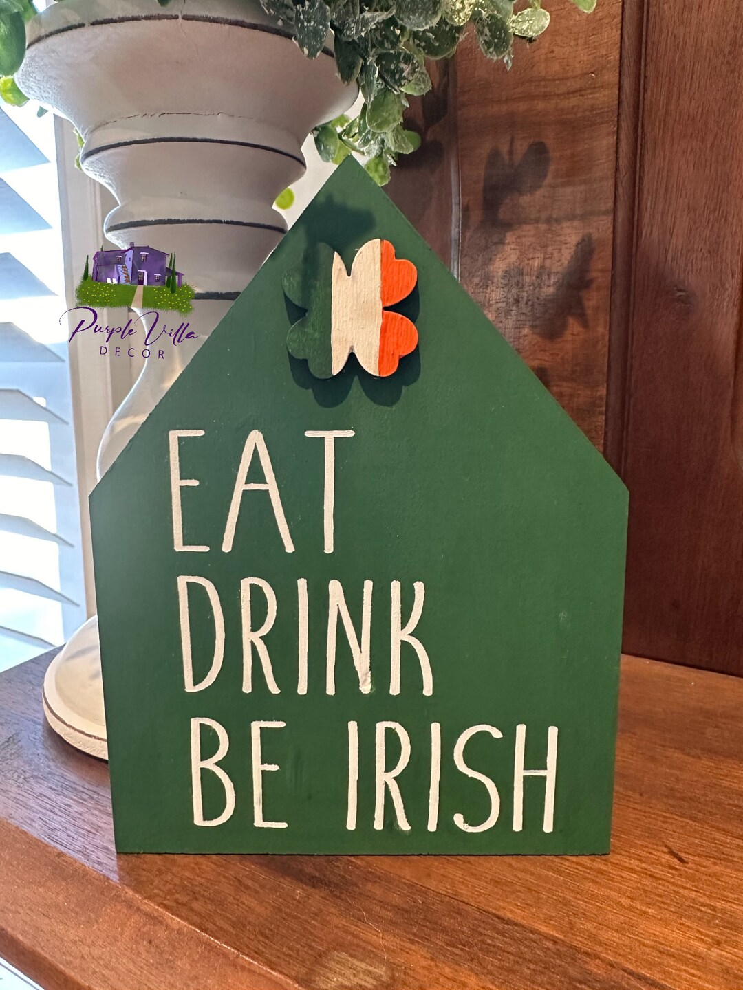 Eat Drink and Be Irish Wood House Tiered Tray Item Mini Irish Flag St ...