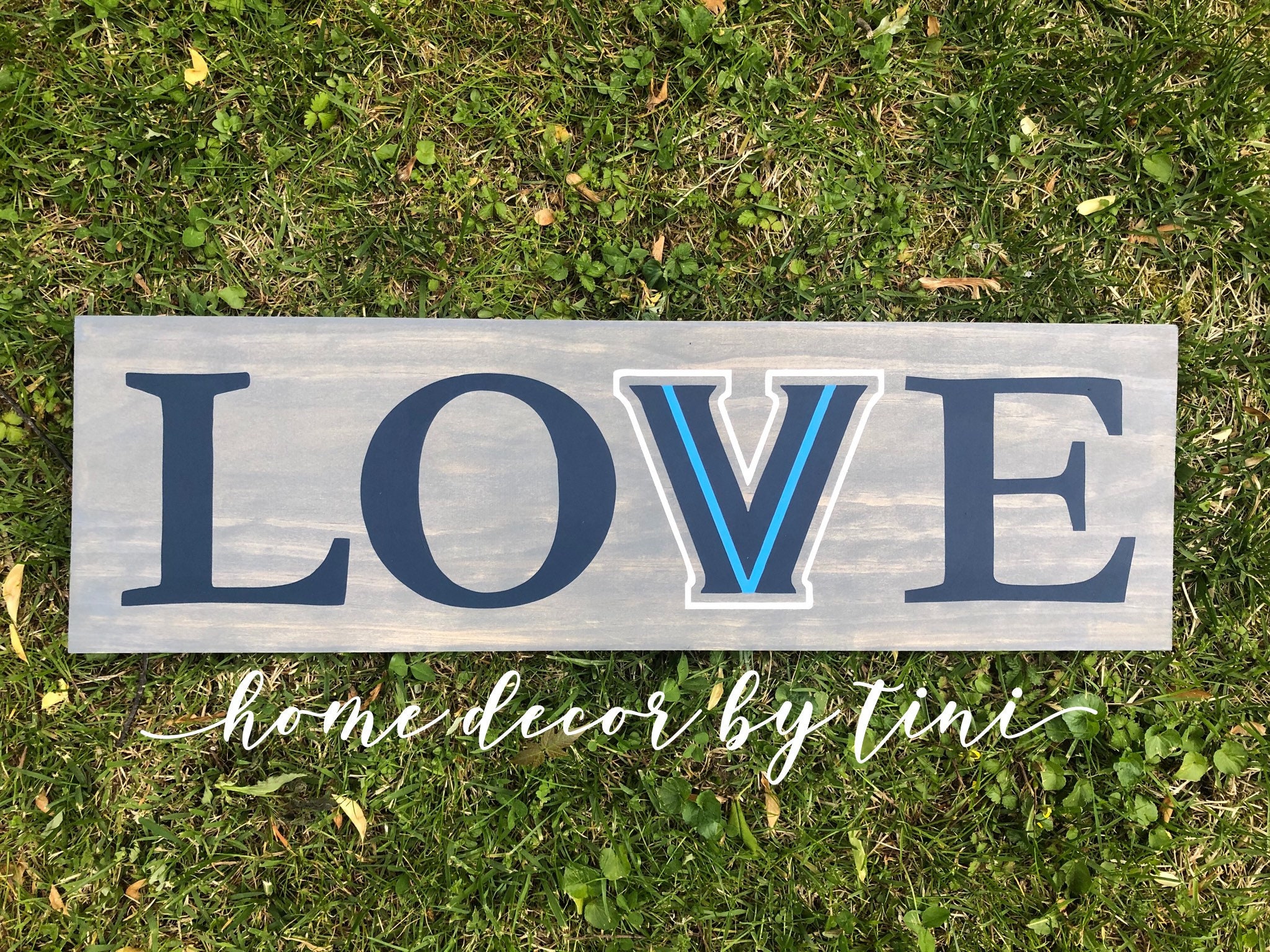 LOVE Villanova Wood Painted Sign Home Decor Nova Fan Wall | Etsy