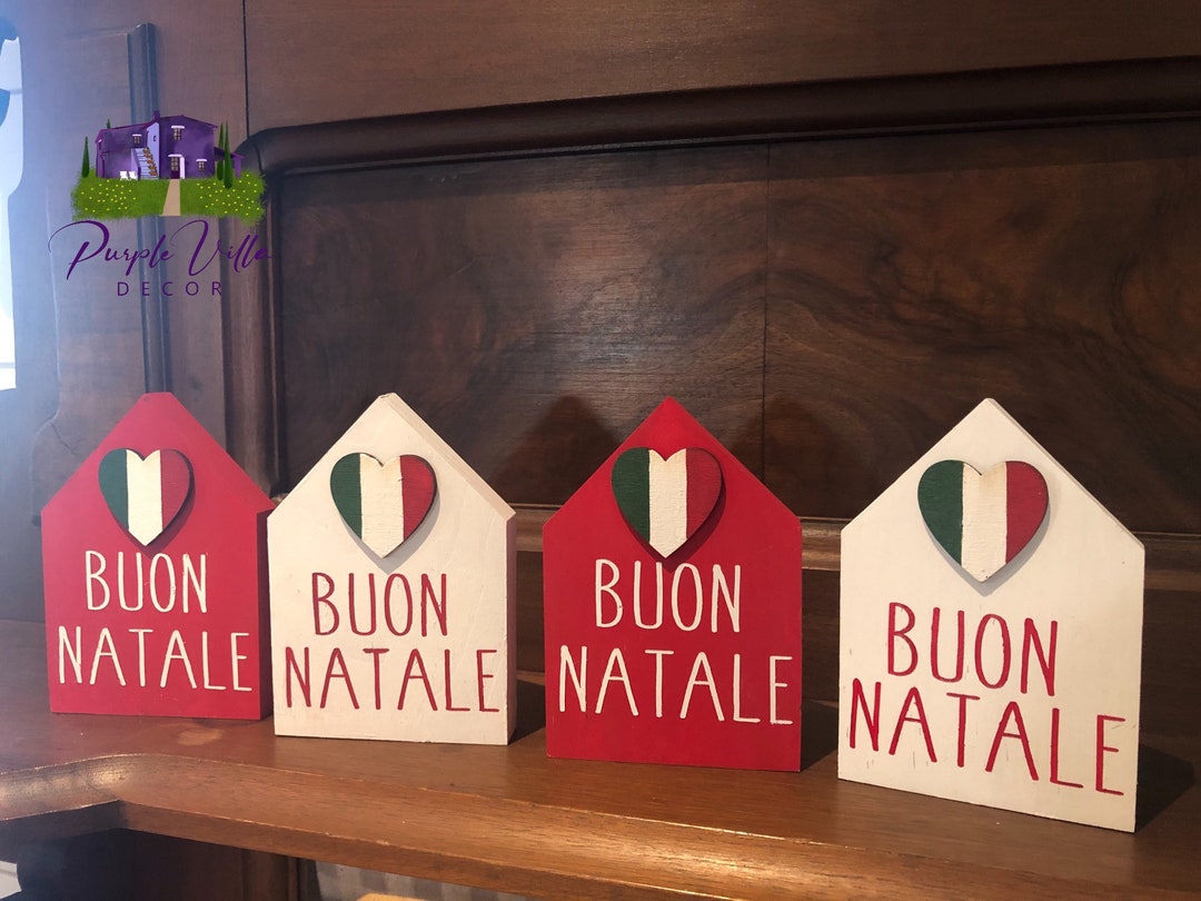 Buon Natale Wood House Italian Merry Christmas Tiered Tray Item Mini ...