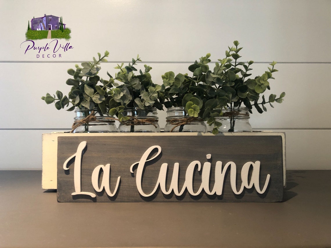 Italian Kitchen Sign La Cucina Wood Block Sign Custom - Etsy