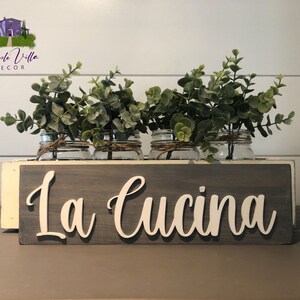Italian Kitchen Sign La Cucina Wood Block Sign - Custom Italian Shelf ...