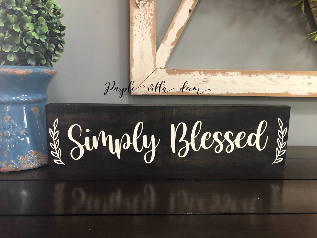 Simply Blessed Sign for Wreath Hand Painted Plaque Home Decor Gift Sign ...