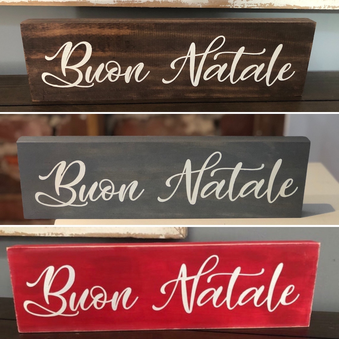 Hand Painted Buon Natale Wood Sign for Shelf or Wall Decor Merry ...