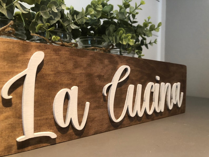 Italian Kitchen Sign La Cucina Wood Block Sign Custom - Etsy