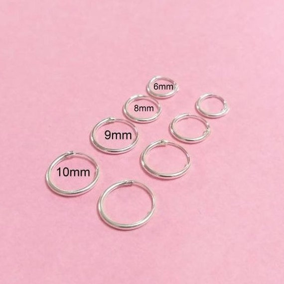 Sterling Silver Hoop Earring 10mm 9mm 8mm 6mm Cartilage - Etsy