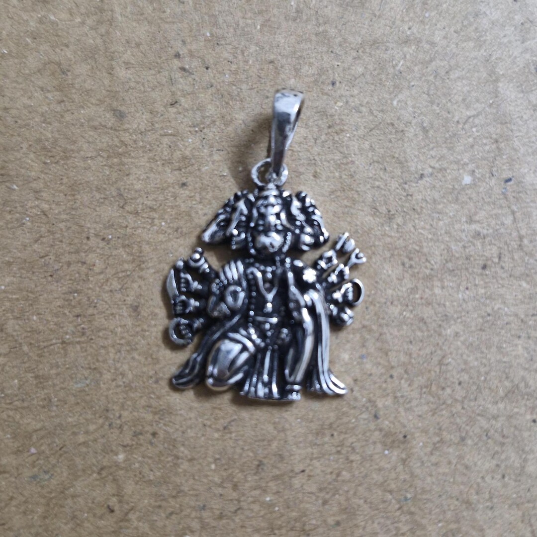Panchmukhi Hanuman Pendant in Sterling Silver, Vanara God Pendant ...