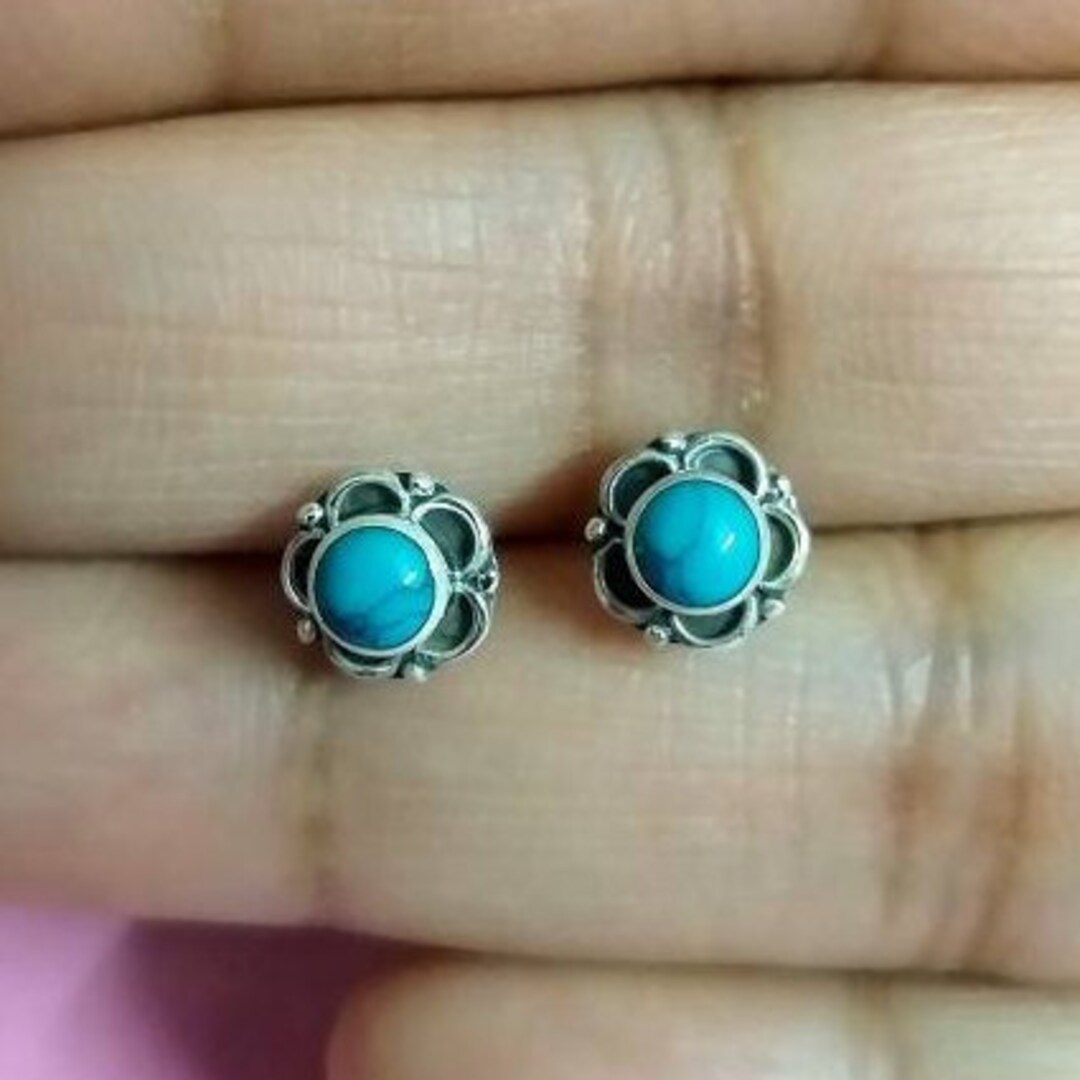 Turquoise Stud Earrings, Turquoise Stud, Sterling Silver Studs ...