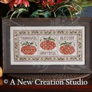 Thankful Grateful Blessed Cross Stitch Pattern - Etsy