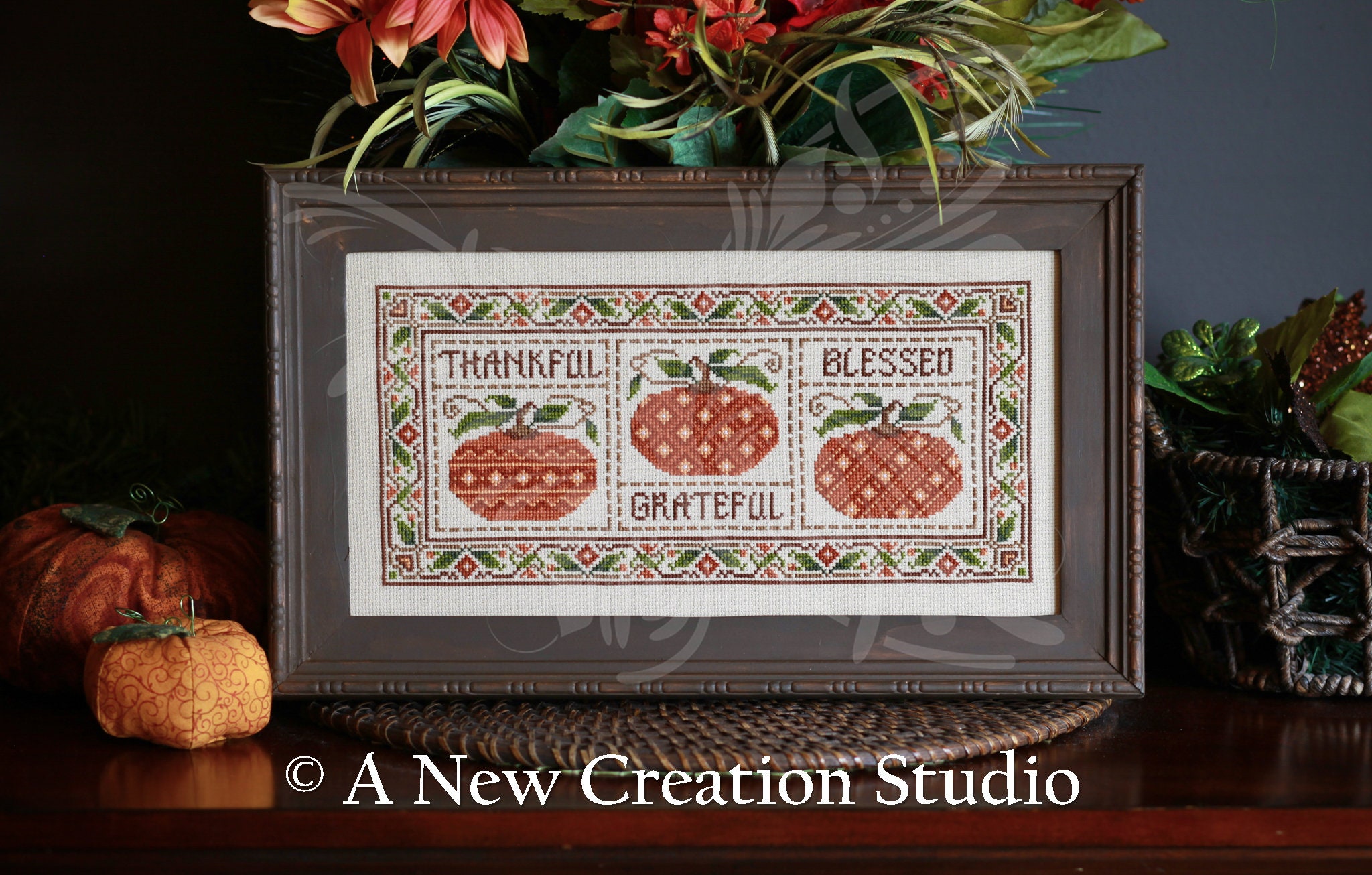 Thankful Grateful Blessed Cross Stitch Pattern - Etsy