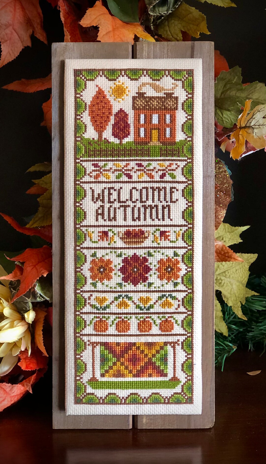 Autumn Band Sampler Cross Stitch Pattern - Etsy