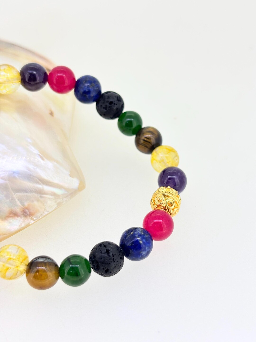 7 Chakra Gemstone Beaded Bracelet: Handmade Healing Energy Jewelry - Etsy